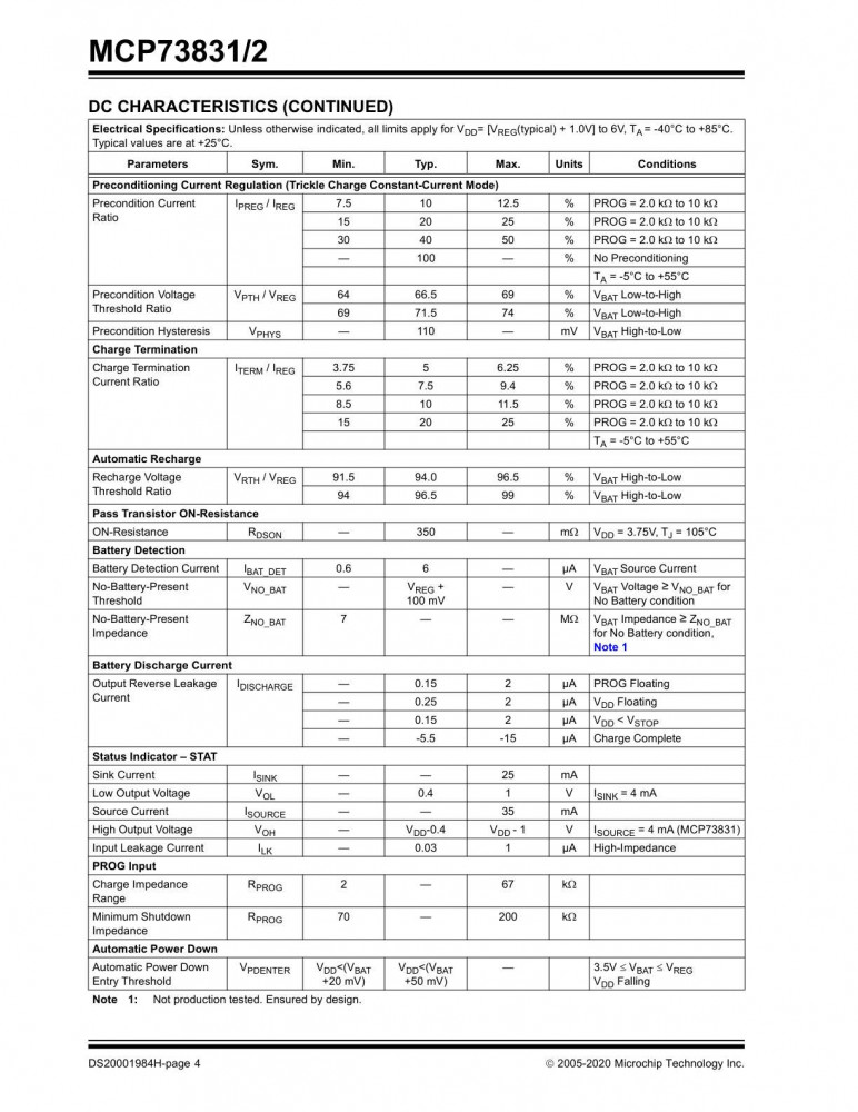 MCP73831 datasheet page 4
