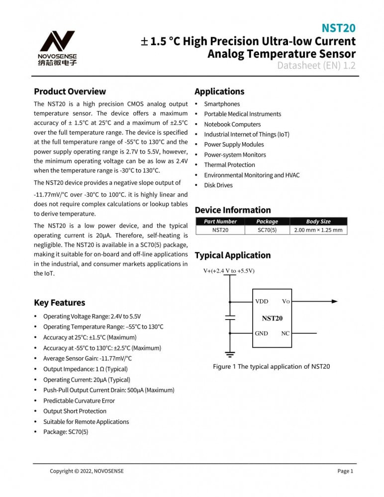NST20H-DSCR datasheet page 1