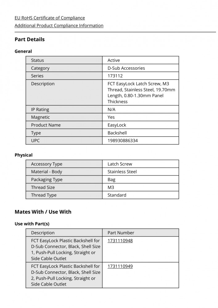 MOLEX 1731121920 product drawing, page 2