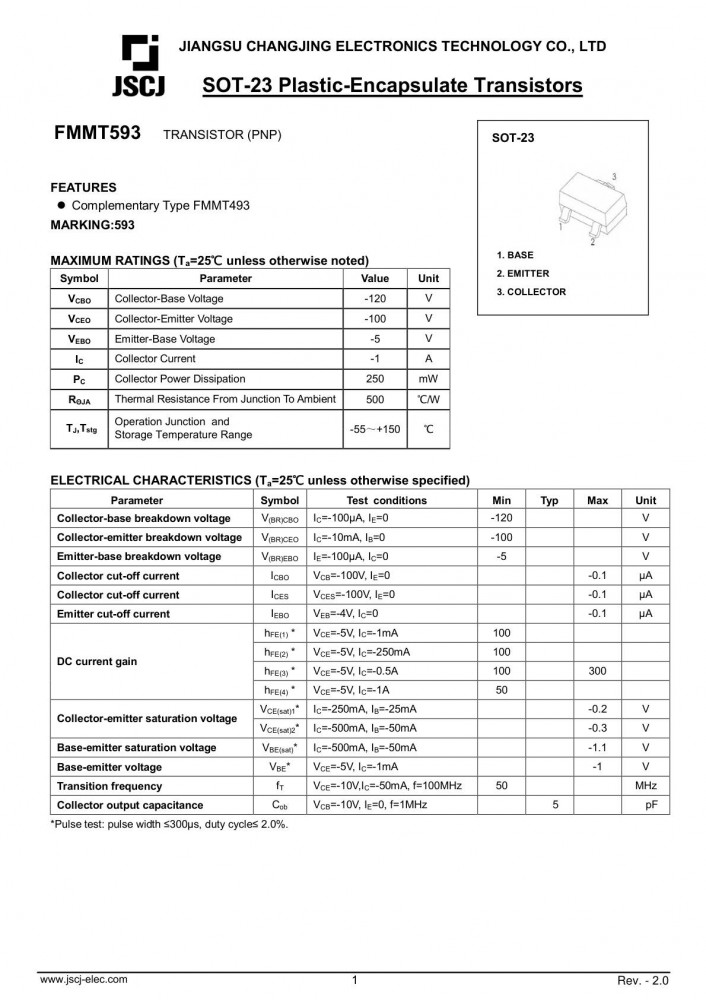 FMMT593 datasheet page 1