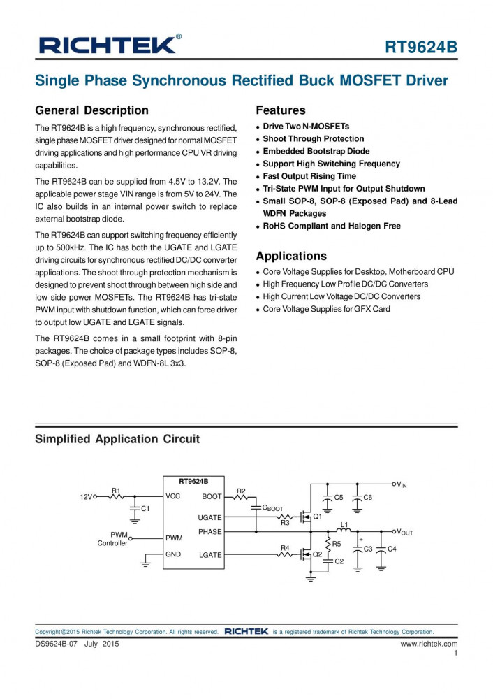 RT9624B datasheet page 1