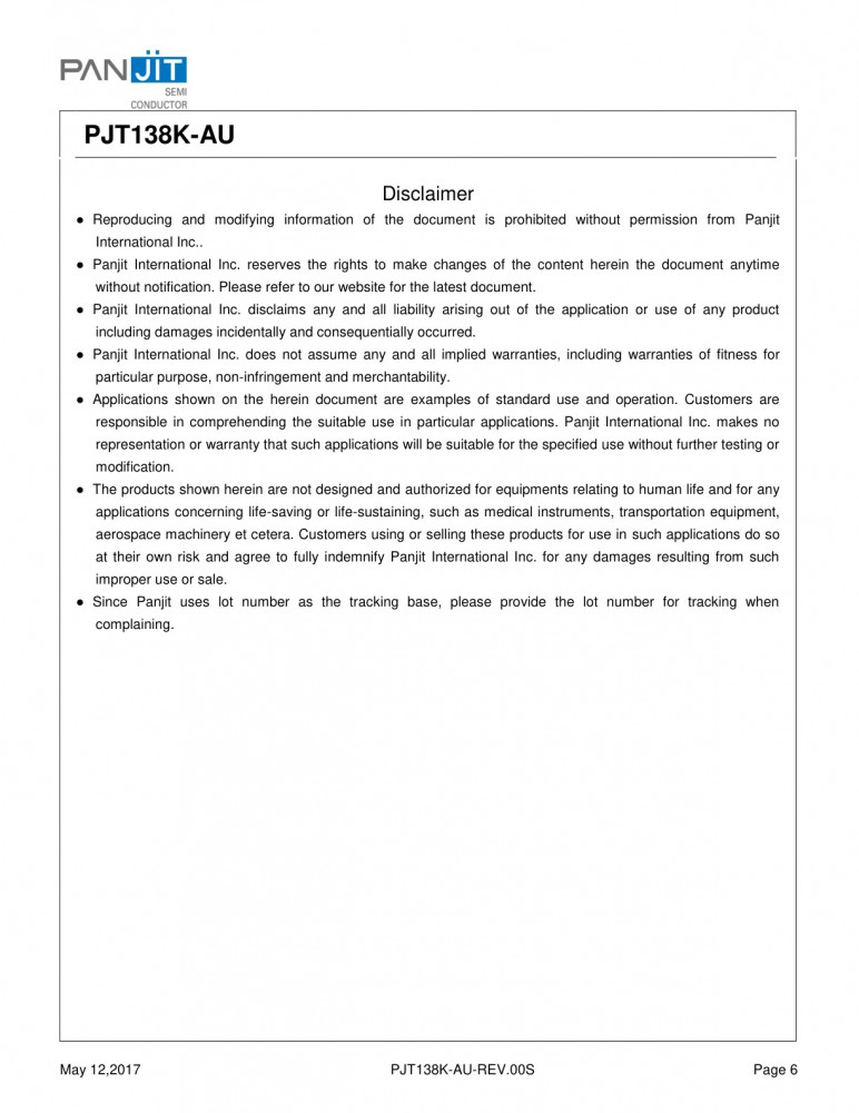 PJT138K-AU datasheet page 6
