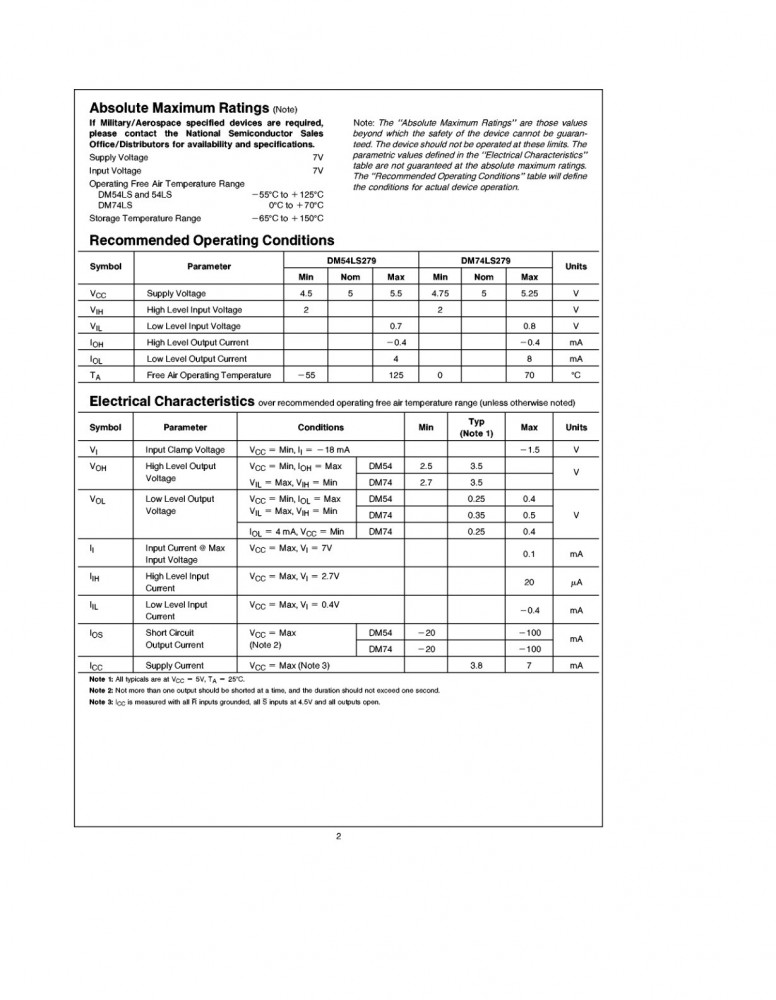 54LS279DM/B datasheet page 3
