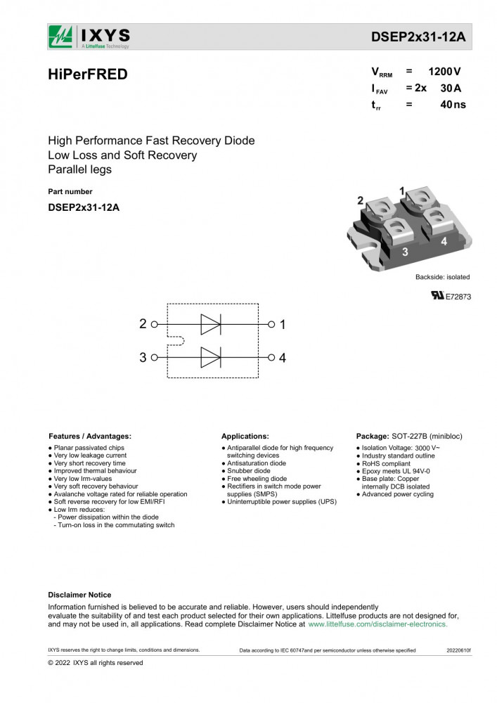 DSEP2X31-12A datasheet page 1
