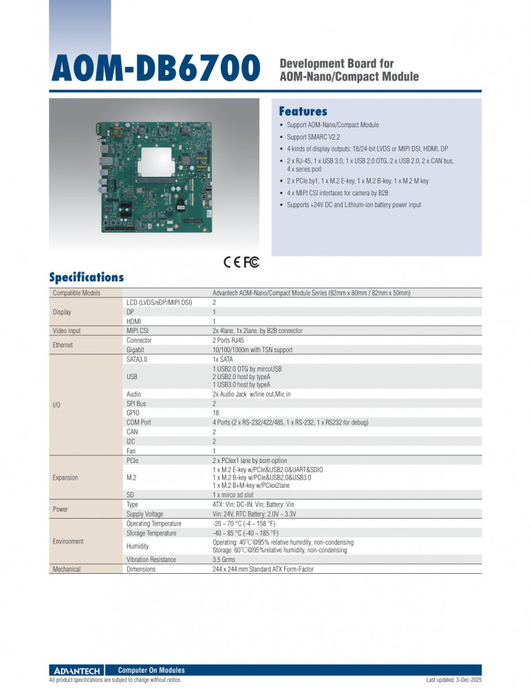 AOM-DB6700 product document page 1