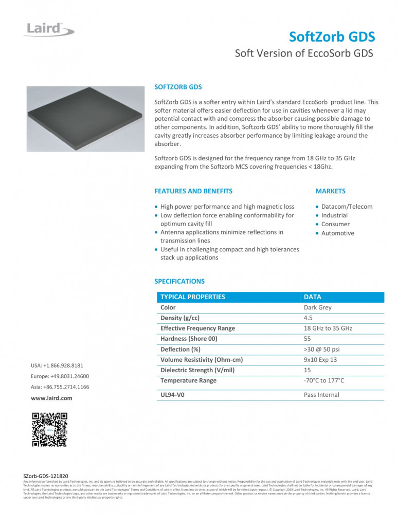 Laird SoftZorb GDS technical document page 1