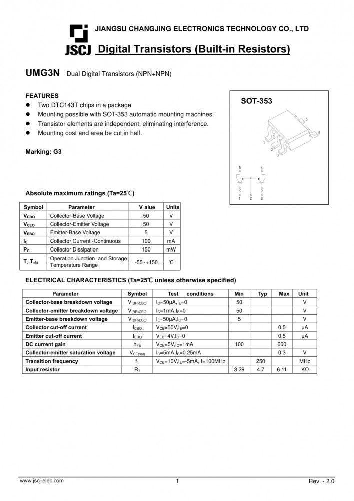 UMG3N datasheet page 1