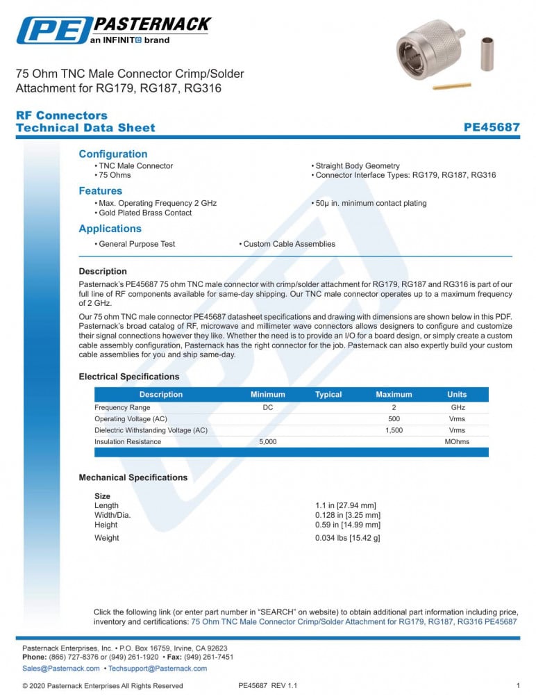 PE45687 datasheet page 1