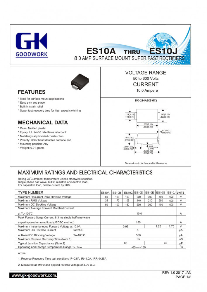 GOODWORK ES10G datasheet page 1