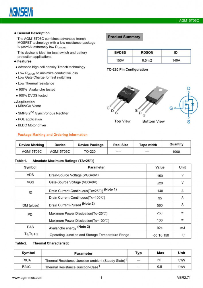 AGM15T06C datasheet page 1