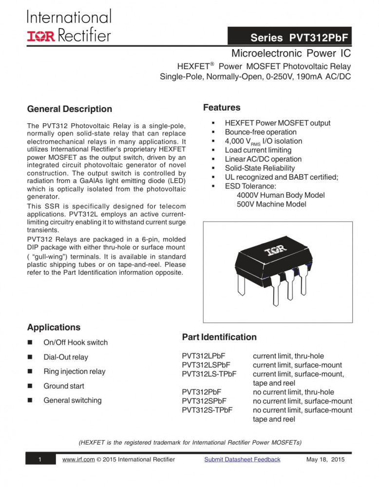 PVT312LSPBF datasheet page 1