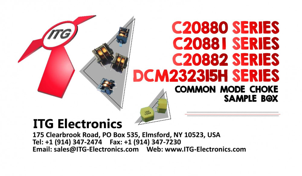 ITG Electronics common mode choke sample box document, page 1