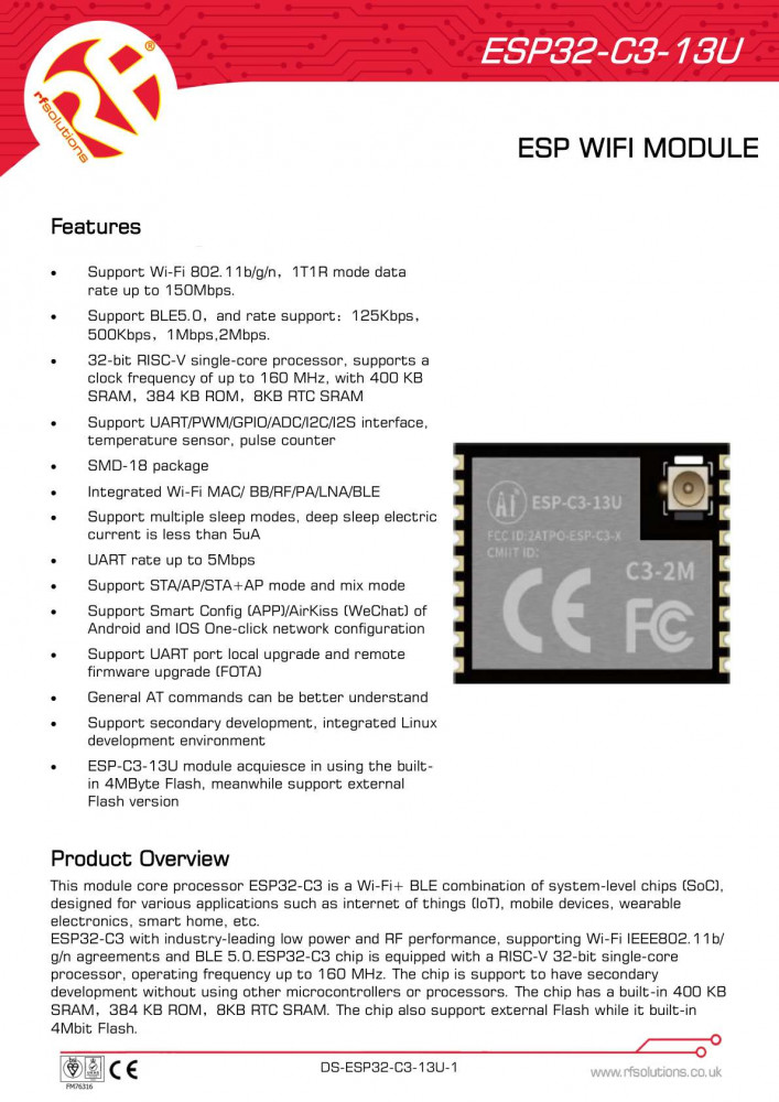 ESP32-C3-13U technical document page 1