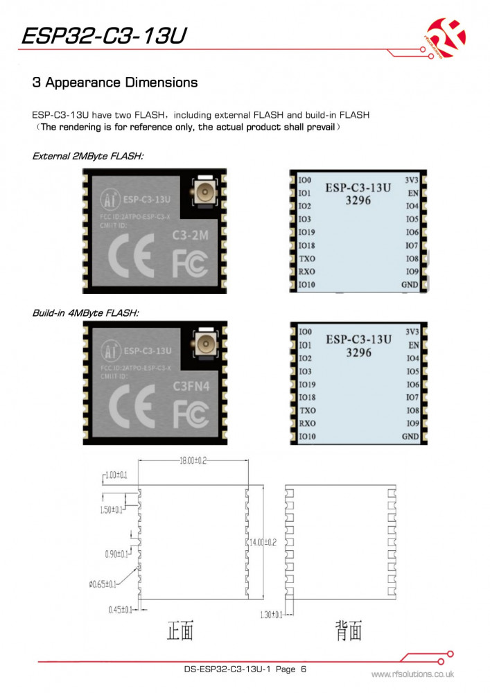 ESP32-C3-13U technical document page 6