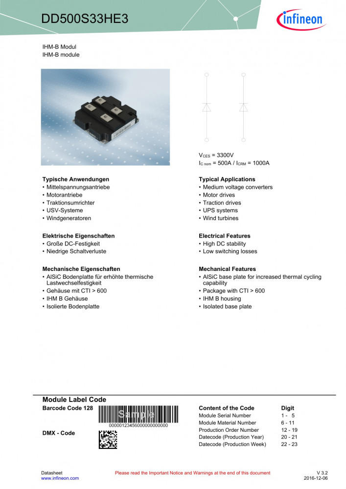 DD500S33HE3 datasheet page 1