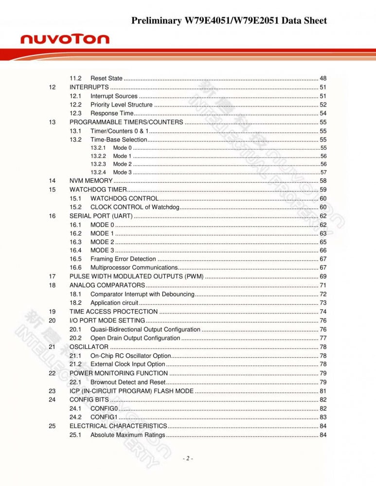 W79E4051-SU datasheet page 2