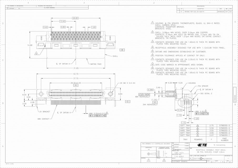 TE Connectivity 5796055-2 customer drawing page 1