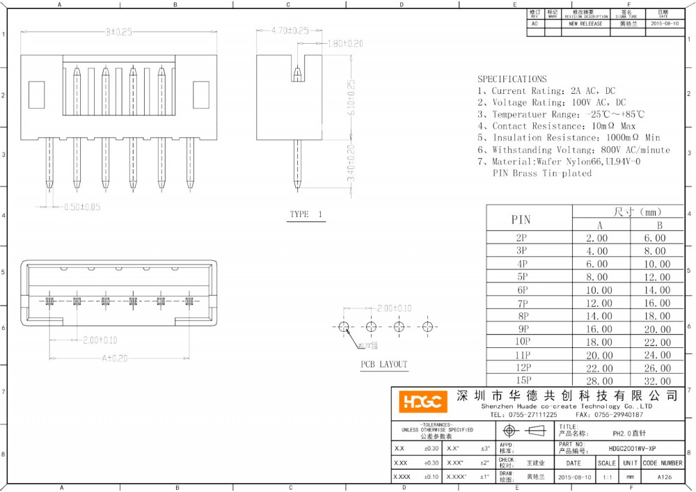 HDGC2001WV-2P technical document