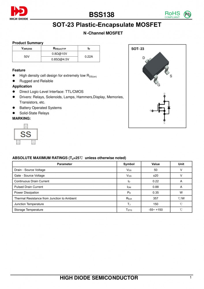 BSS138 datasheet page 1