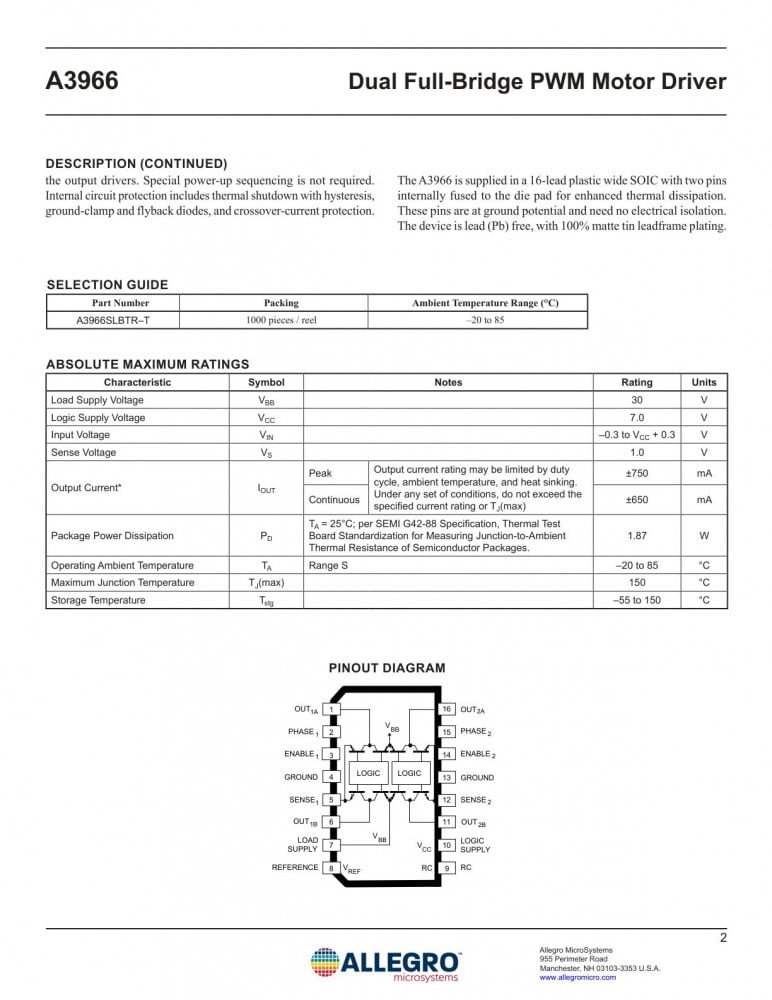 A3966 datasheet page 2