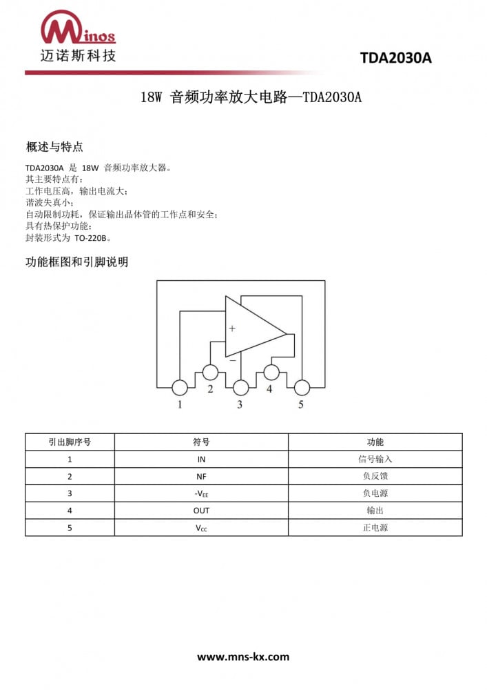 TDA2030A datasheet page 1