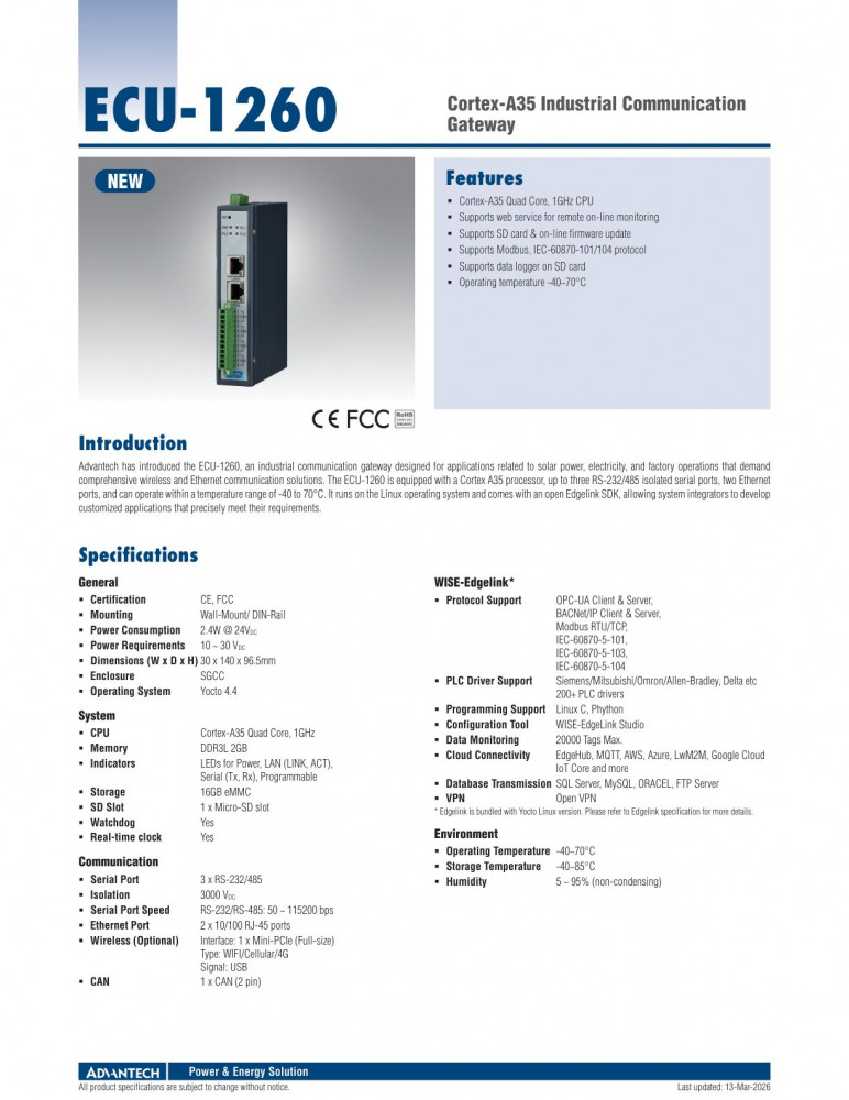 ECU-1260 technical document page 1