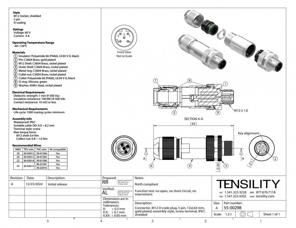 Tensility International 55-00298 product drawing and technical document preview