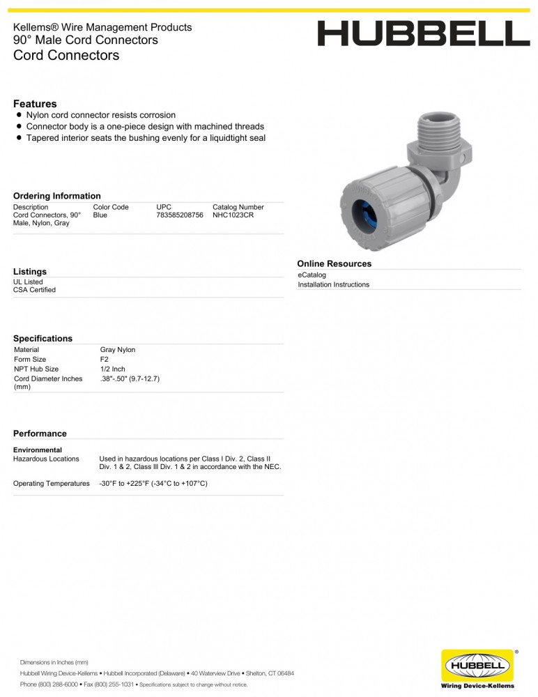 NHC1023CR product documentation image