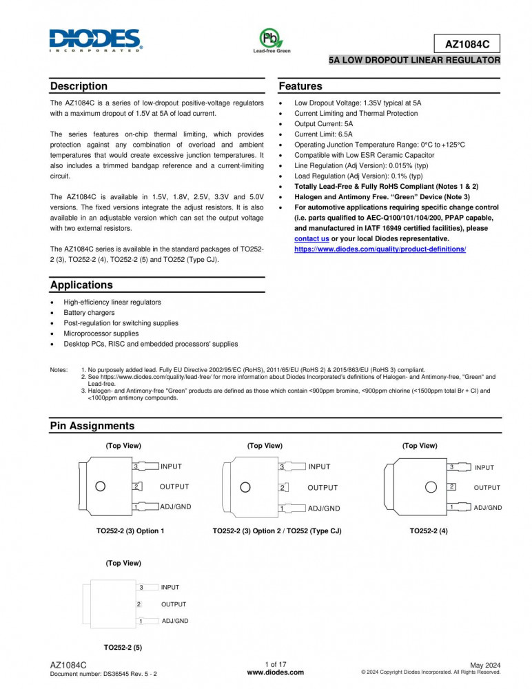 AZ1084C datasheet page 1