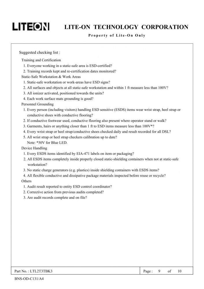 LTL2T3TBK3 datasheet page 9
