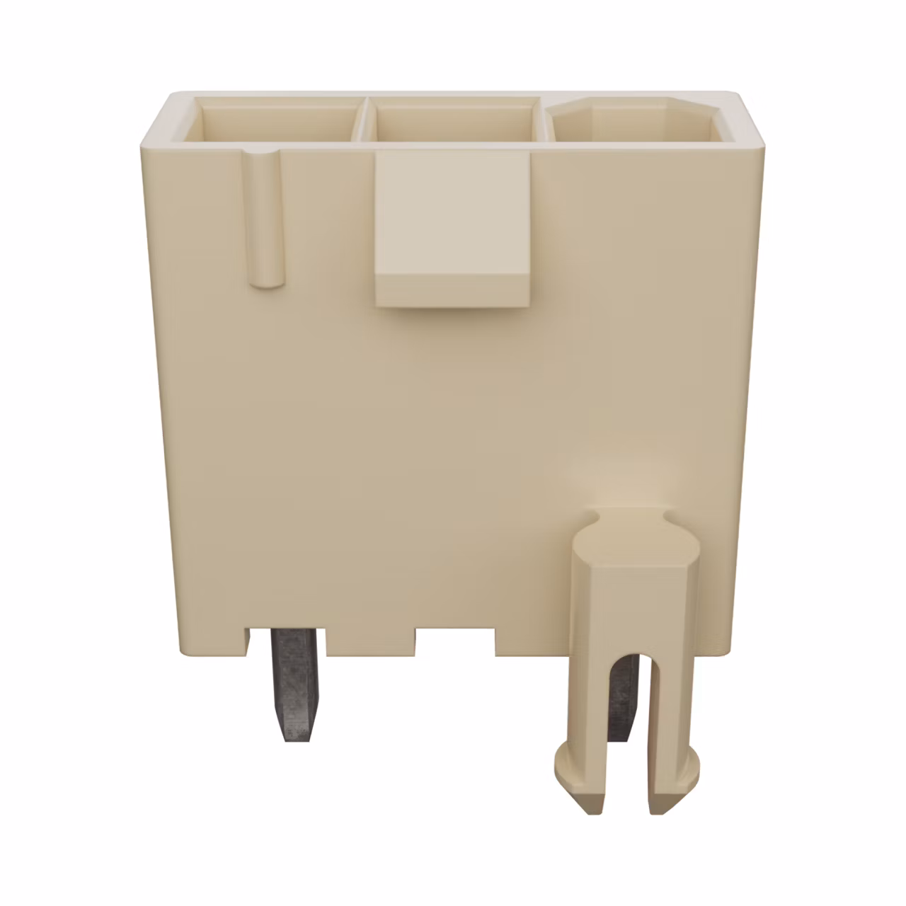 Mini-Fit HCS Header, 4.20mm Pitch, Single Row, Vertical, with Snap-in Plastic Peg PCB Lock, 3 Circuits, Circuit 2 Voided, Nylon 6/6 94V-0, Matte Tin (Sn) Plating, with Drain Holes for sale