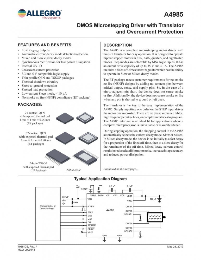 A4985 datasheet page 1
