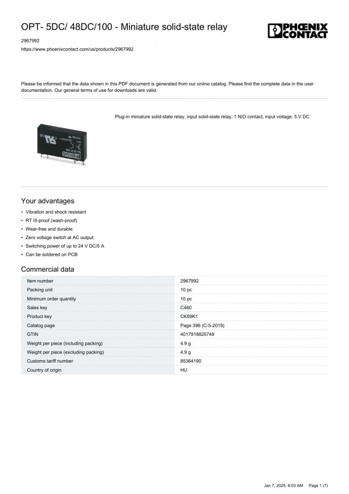 Phoenix Contact 2967992 technical document page 1