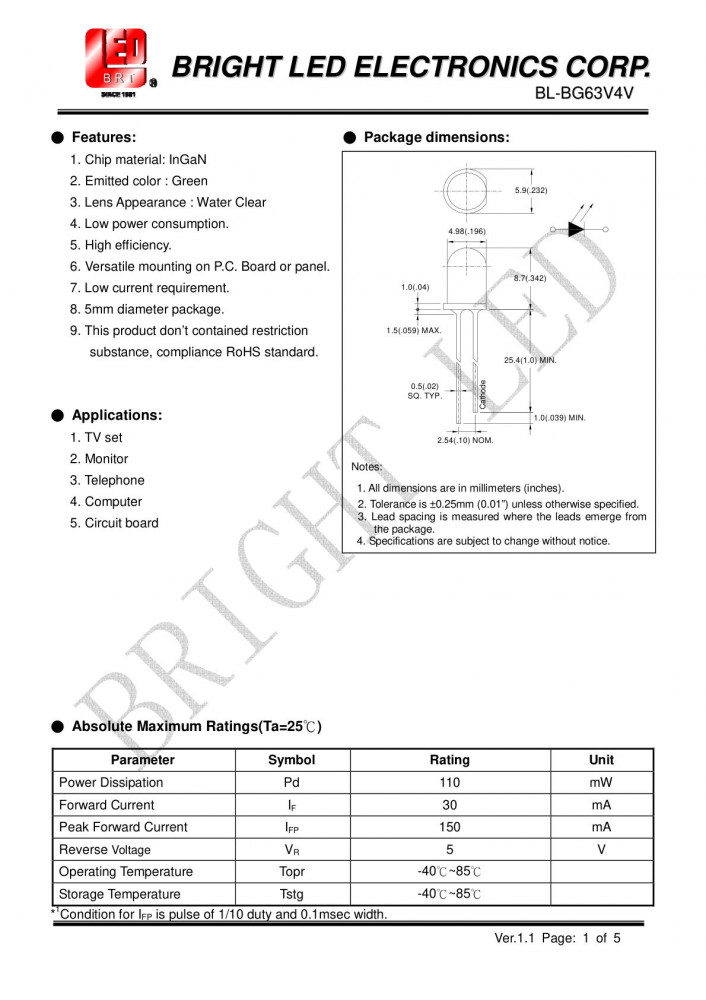 BL-BG63V4V technical document page 1