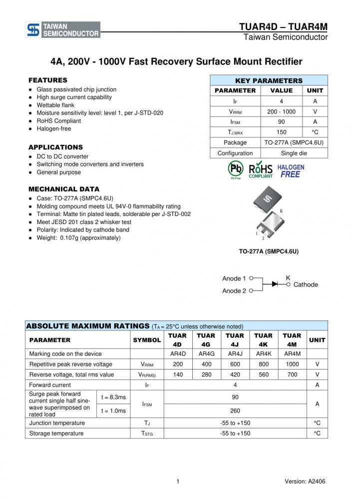 TUAR4M datasheet page 1