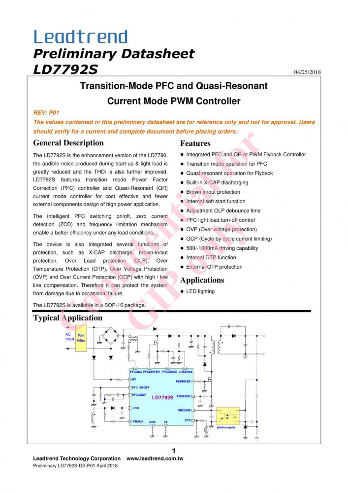 LD7792SGS datasheet page 1