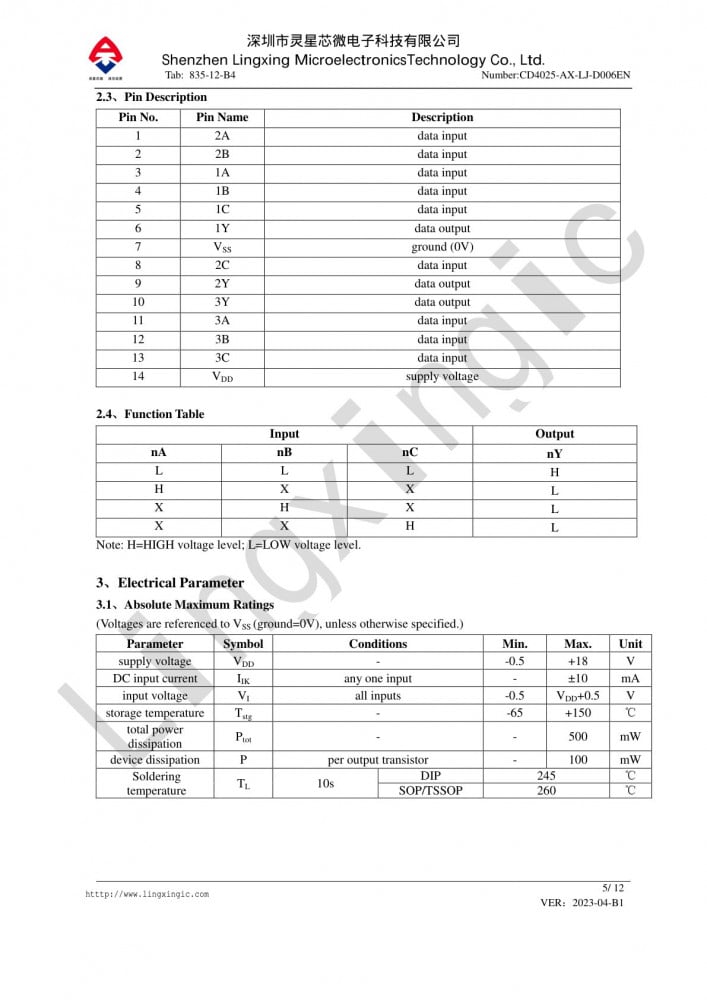 CD4025BM(LX) datasheet page 5