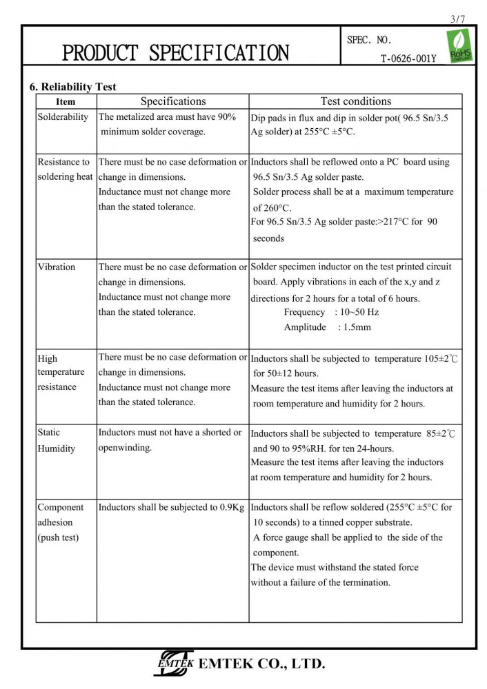 EMTEK LSF0805 specification page 4