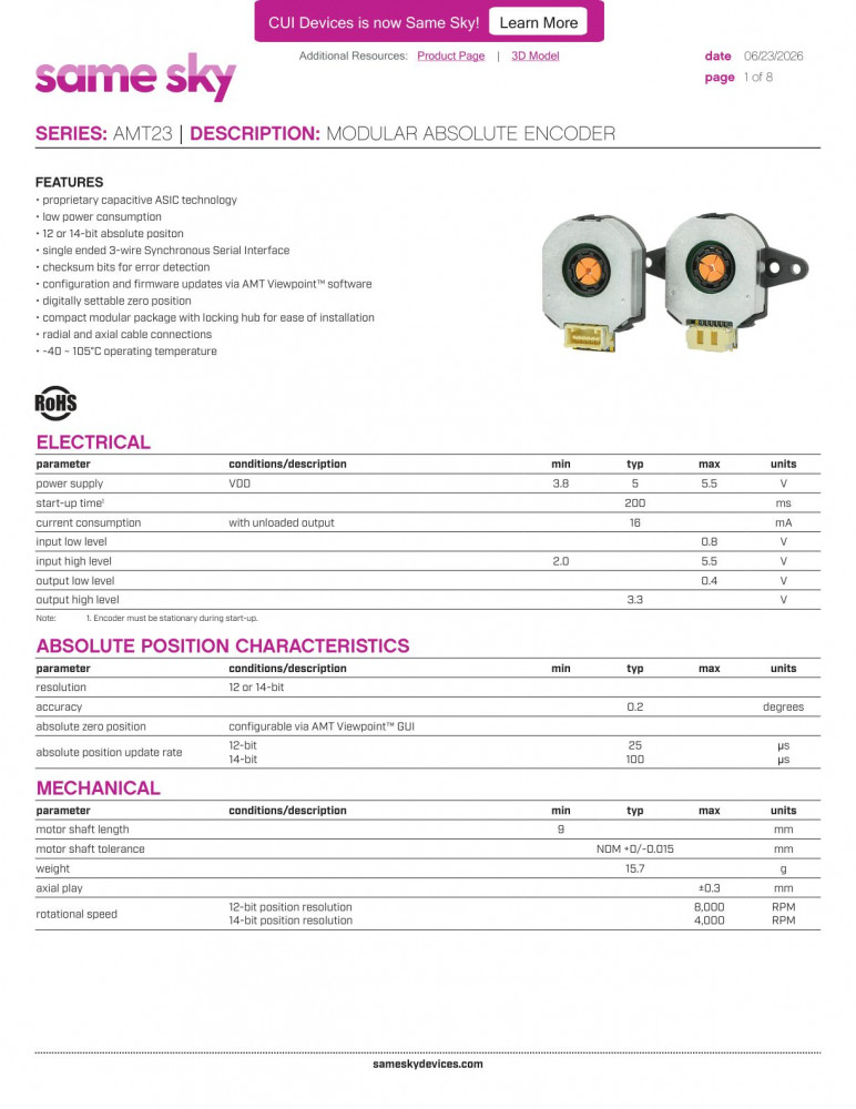 AMT232B-V technical document page 1