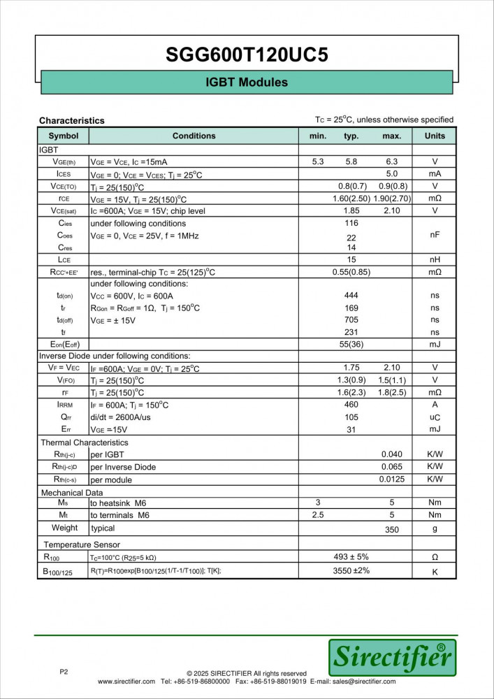 SGG600T120UC5 datasheet page 2