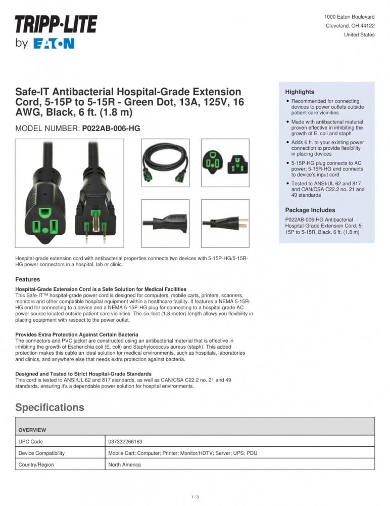 P022AB-006-HG technical document page 1