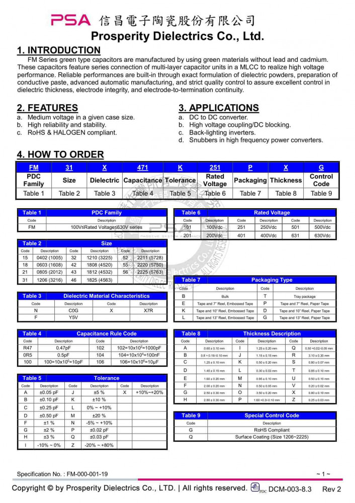 PSA FM Series datasheet page 3