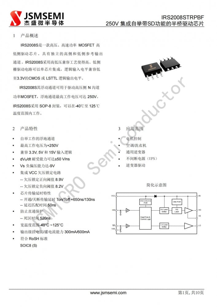 IRS2008S datasheet page 1