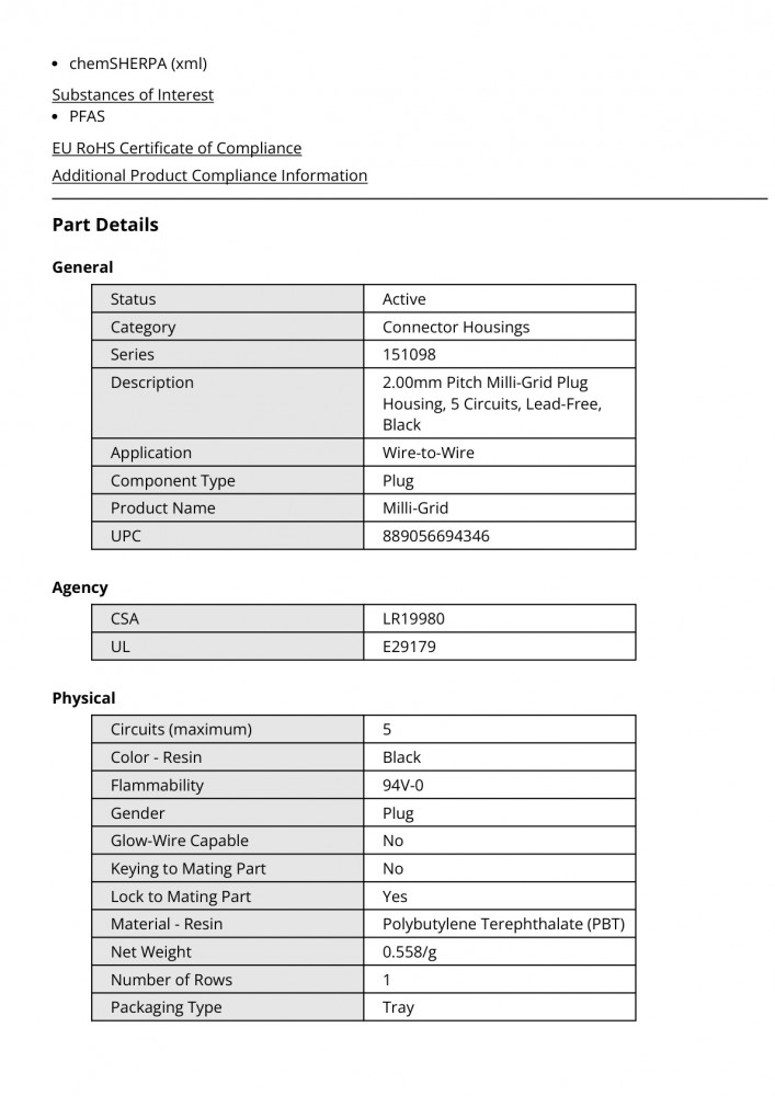 Molex 1510980005 product specification page 2