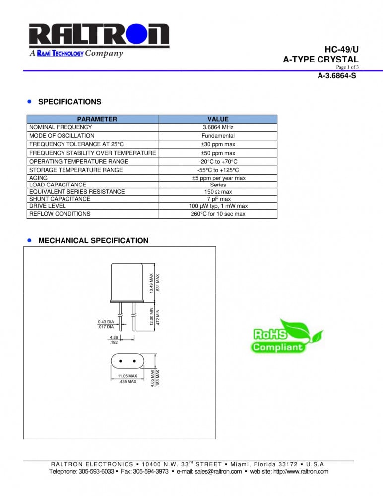 A-3.6864-S mechanical specification page
