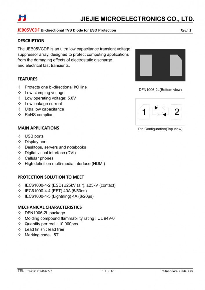 JEB05VCDF datasheet page 1