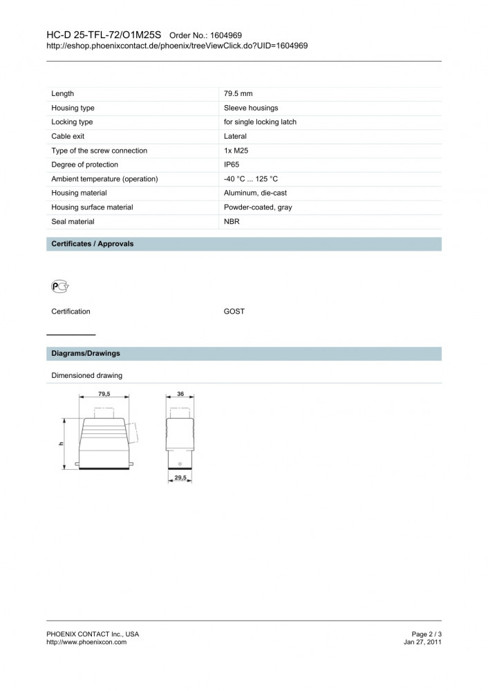 Phoenix Contact 1604969 technical data