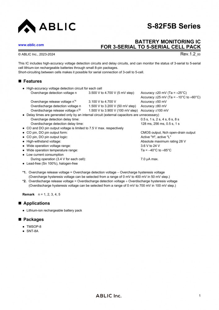 S-82F5B datasheet page 1