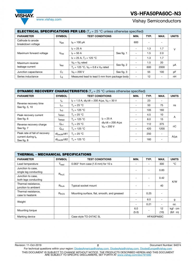 VS-HFA50PA60C-N3 datasheet page 2