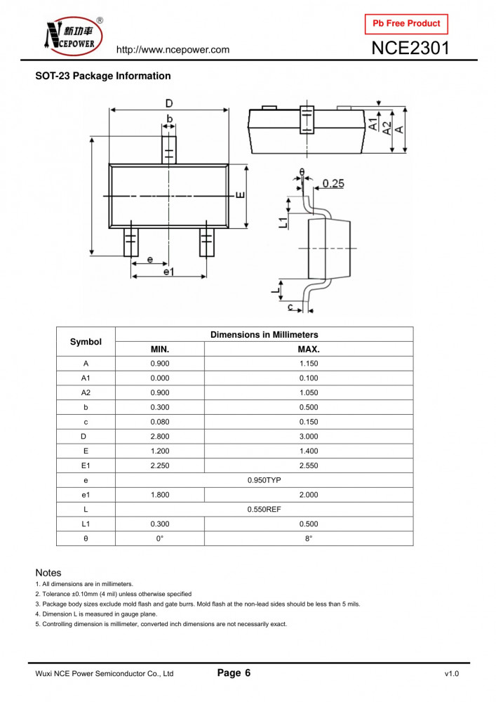 NCE2301 datasheet page 6